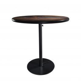 Barnwood Cafe Table with Black Hydraulic Base | CORT Events