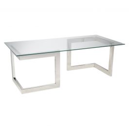 Rent the Geo Cocktail Table w/ Chrome Base, Glass Top | CORT Events